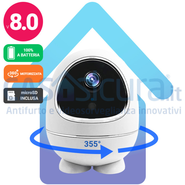 Telecamera 100% a batteria semovente ORIENTABILE, senza fili, sensore ...