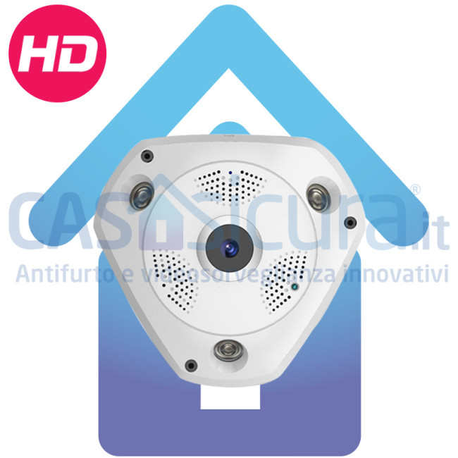 Telecamera IP wifi 360° Fisheye - 4 telecamere in 1
