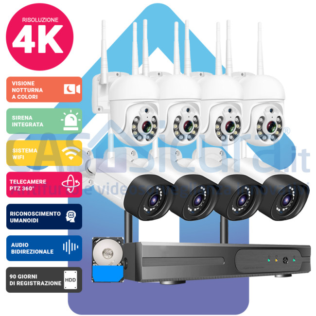 Kit Videosorveglianza autoconfigurante 4K Wireless componibile - Nvr 10 ...
