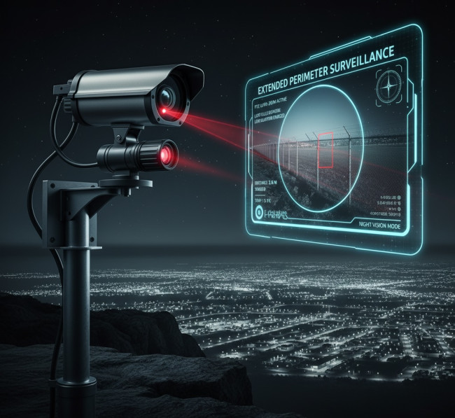 Telecamera per Perimetri Estesi PTZ Ultra-Zoom con Illuminatore Laser